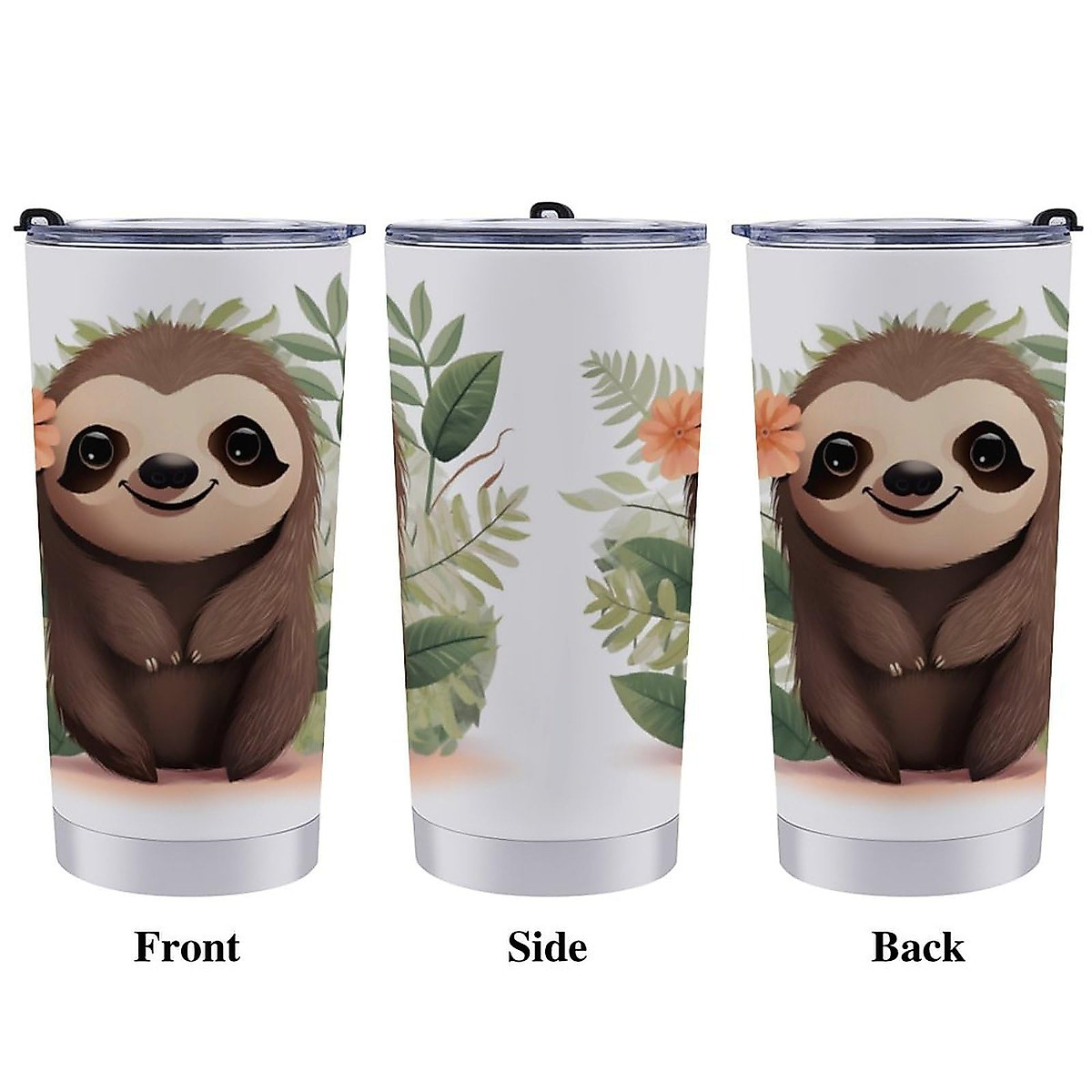 TKJMCSW Cute Cartoon Sloth Travel Mug 20 Oz Tumbler Travel Coffee Mug Insulated Coffee Mug Water Bottle Stainless Steel Insulated Tumblers Insulated Cup Tumbler Cup Coffee Mug with Lid