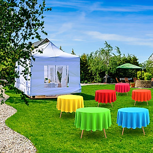 Kinlop 6 Pieces Round Tablecloth 84 Inch Cloud Tablecloth Cow Print Tablecloth Premium Plastic Table Cloth Disposable Table Covers Waterproof Tablecloths for Party Dinner Birthday Camping Picnic