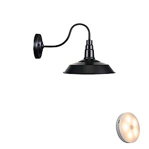 KAYYELAMP 1-Light Motion Sensor Rechargeable Battery LED Bulb Wireless Gooseneck Stem Vintage Design Wall Sconce for Entrance Terrace Bathroom Loft Stairways
