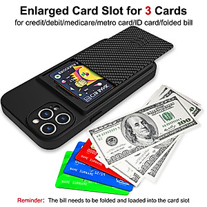 Karrint Compatible with iPhone 13 Pro Max Case with Card Holder Shockproof Scratch-Resistant Full Camera Protective Wallet Case for iPhone 13 Pro Max for Women Men Black