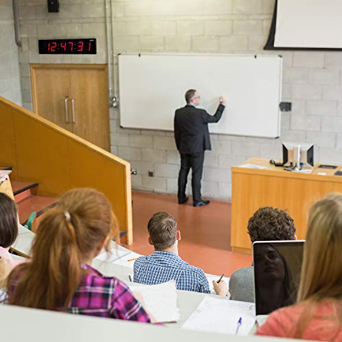 Ivation Huge Large Big Oversized Digital LED Clock - Shelf or Wall Mount (30 Inch - Red) | 6-Level Brightness, Mounting Holes & Hardware