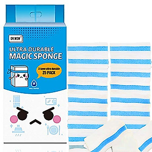 (25 Count) Dr.WOW Extra Durable Magic Cleaning Sponges, Premium Eraser Sponges for Multi-Purposes,Extra Thick Eraser Sponge in Bulk,Kitchen,Bathroom,Toilet,Floor