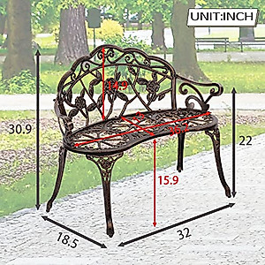 PayLessHere Garden Bronze Park Bench Yard Furniture Cast Aluminum Rose Antique