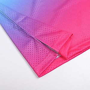 DEHANER Custom Basketball Jersey for Men Kids Youth Causal Summer Game Mesh Tank Top Outfits,White/Light Blue/Pink Gradient Jersey,Men Size Large