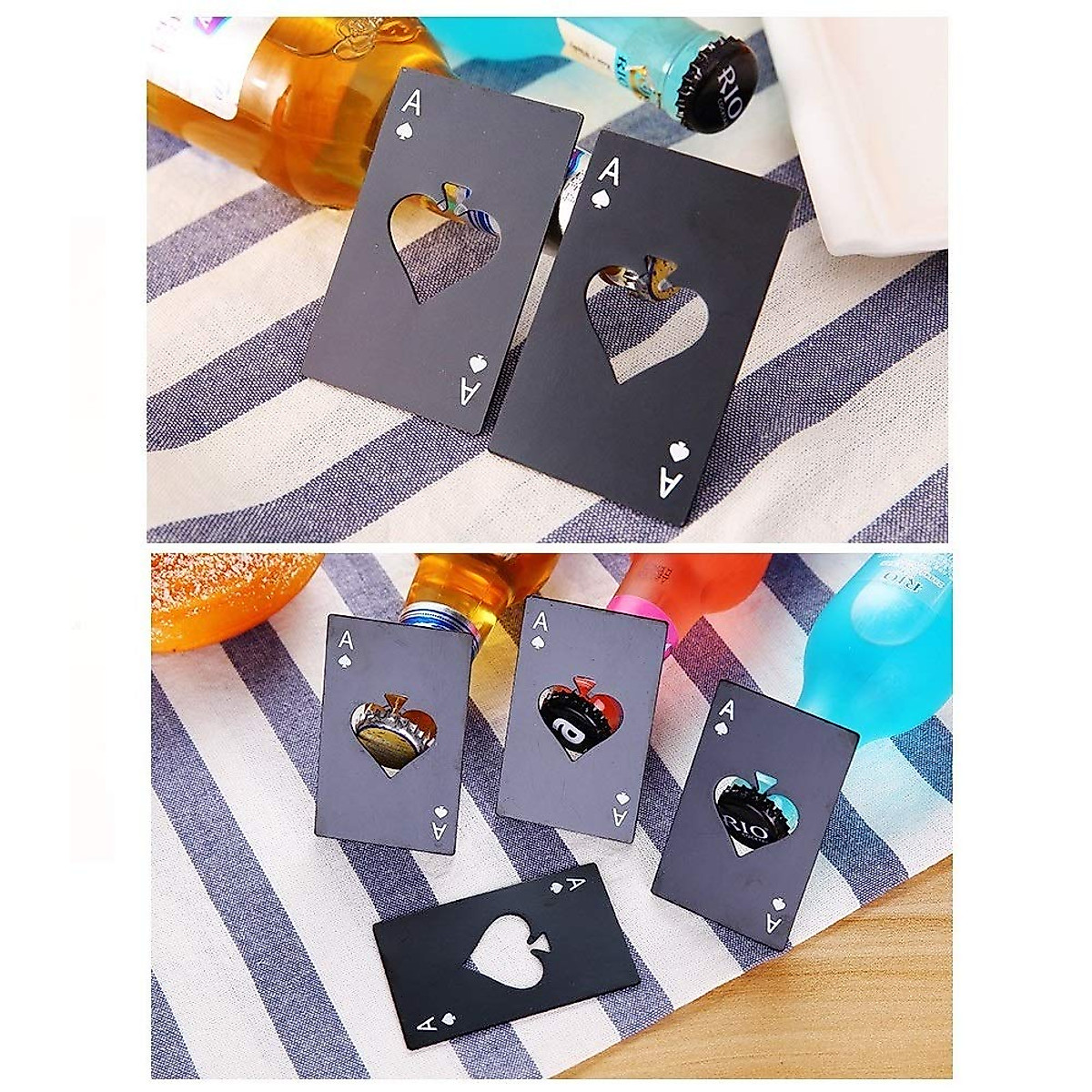 CheeseandU 12pcs Bottle Opener, Stainless Steel Spades A Creative Poker Shaped Casino Bottle Opener Suits for Wallet Beer Bottle Opener Beer Starter,Black
