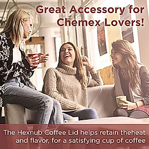 HEXNUB - Bamboo Lid Compatible with Chemex Coffee Makers, Fits All Chemex Cup Sizes, Keeps Coffee Hot or Cold, Fits Collar and Handle Carafes, Bodum 4, 8 and 12 Cup Pour Over Coffee Brewers