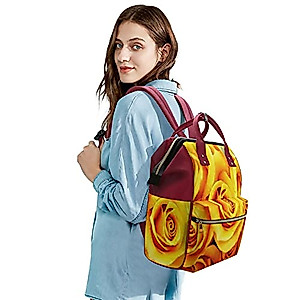 Yellow Rose Diaper Bag Backpack Large Capacity Mommy Bags Multifunction Nappy Bag Travel Back Pack Red-Style