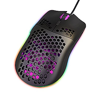 Ruiqas Optical Mouse 6 Buttons Macro Programmable Ergonomic Wired Gaming Mouse with RGB Light 6400DPI for Desktop PC Computer