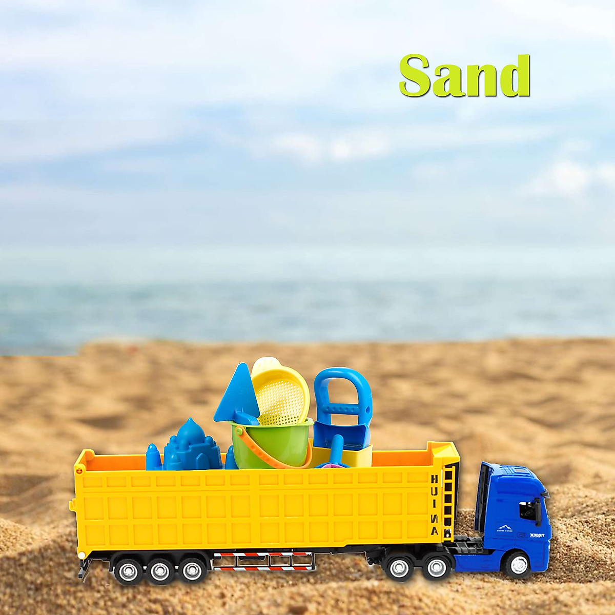 Qcar Dump Trailer Truck Vehicles Toys,1:50 Scale Dump Truck with Trailer, Toy Trucks for Kids