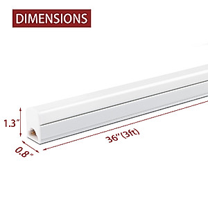 Kihung (8 Pack) LED T5 3FT Tube Light Fixture, 15W, 1800lm, 6500K, 3 Foot Linkable LED Shop Light Tube, Ceiling, Workshop, Corded Electric with Built-in ON/Off Switch