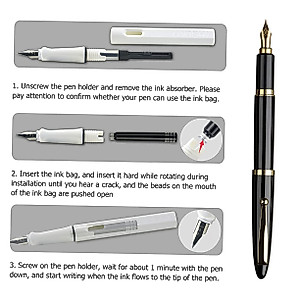 STOBOK 2 Sets 200pcs Black Ink Sac Erasable Pens Refill Refillable Fountain Pen Fountain Pen Ink Fountain Ink Pen Refills Cross Ink Fill Ink Universal Plastic Ink Gall Student