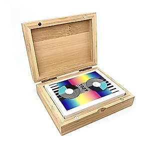 Bamboo Cards Storage Box, Wooden playing cards case with magnetic Lid