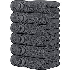 Utopia Towels 6 Piece Premium Hand Towels Set, (16 x 28 inches) 100% Ring Spun Cotton, Lightweight and Highly Absorbent Towels for Bathroom, Travel, Camp, Hotel, and Spa (Grey)