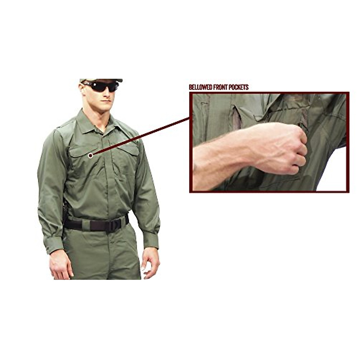 TRU-SPEC 24-7 1051028 Men's Ultralight Long Sleeve Uniform Shirt, Polyester Cotton Rip-Stop, 3X-Large Long, Black