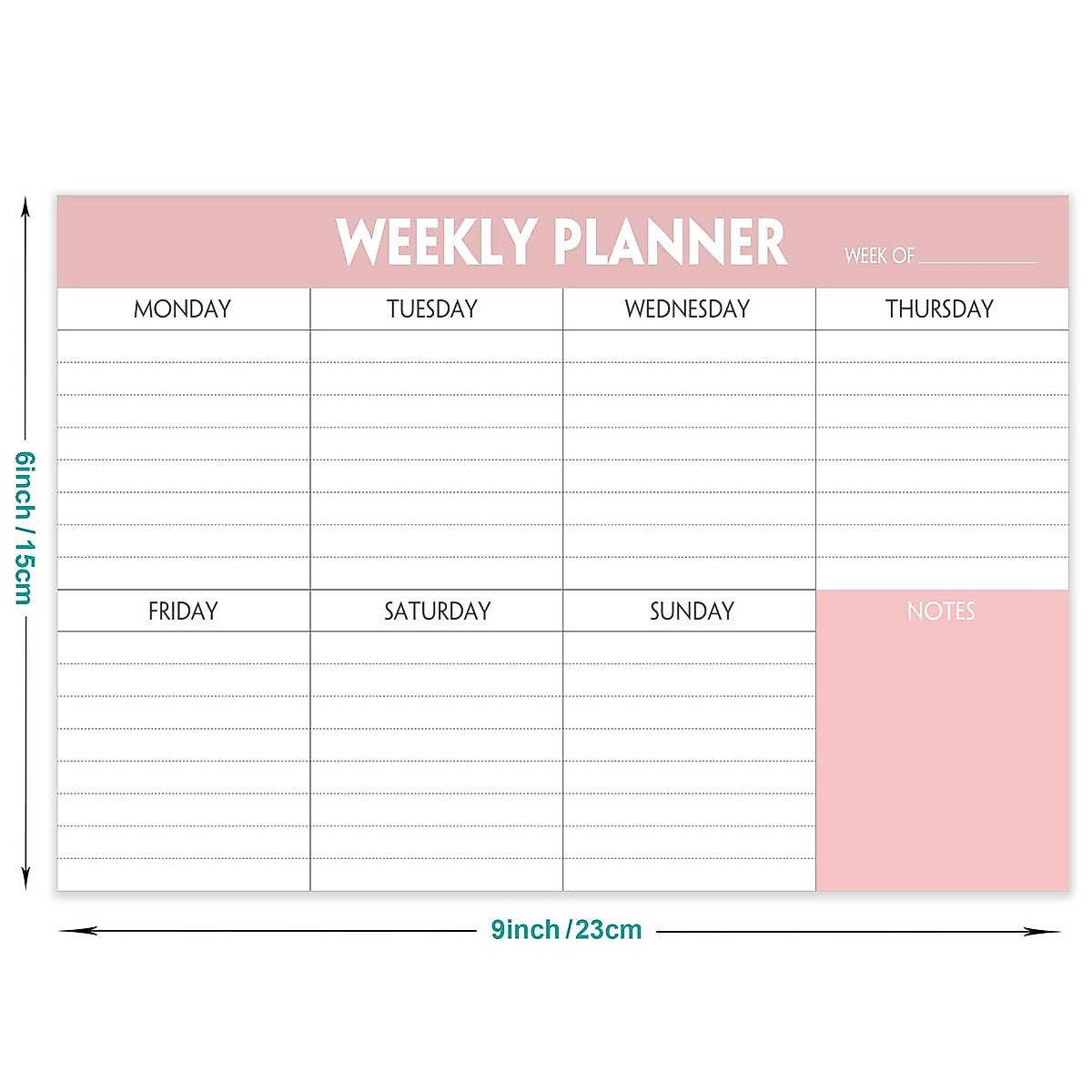 Weekly Planning Pad - Tear Off To Do List Pad with Daily Schedule & Calendar, 52 Sheets, 100gsm Paper, Undated Weekly Planning Notepad, 6x9 in