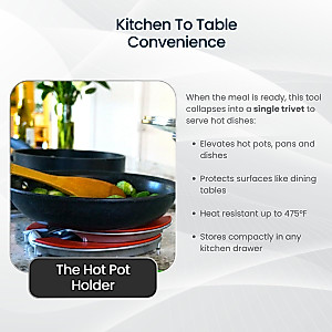 Trivae Unique Patented Pan Lid, Utensil and Pot Holder, Dish / Cake Serving Stand and Trivet in One for The Kitchen Lover