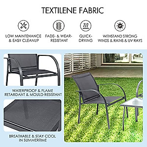 Sigtua Patio Conversation Sets, 4 Pieces Modern Garden Furniture Sets for 4 Seaters, Casual Outdoor Seating Group for Patio, Lawn, Poolside and Alfresco, Weather Resistant