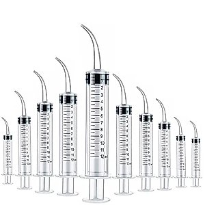 10 Pack Dental Syringes with Curved Tip Disposable Gradient Dental Irrigation Syringes for Oral Dental Care, Tonsil Stone Removal, Laboratory, Feeding Small Pets Curved Measurable