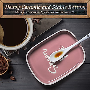 Ceramic Spoon Rest for Stove Top, DAYYET Large Spoon Holder, Spoon Rest for Kitchen Counter, Heat-Resistant Cooking Utensil Rest, Pink Kitchen Decor and Accessories