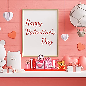 3 Pieces Valentines Table Decoration Love Table Centerpiece Sign Be Mine Heart Wooden Sign Valentine Day Gift for Wedding Anniversary Dining Room Romantic Decor Party Supplies