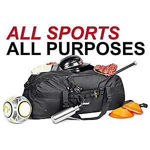 Fitdom 130L 36" Heavy Duty Extra Large Sports Gym Equipment Travel Duffle Bag W/Adjustable Shoulder & Compression Straps. Perfect for Soccer Baseball Basketball Hockey Football & Team Coaches & More