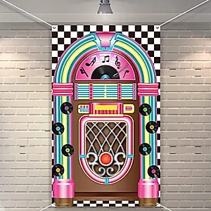 Jukebox Cutout Banner 50's Rock and Roll Banner Backdrop Birthday Party Decoration Baby Shower Birthday Party Supplies