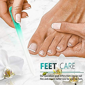 Nail File - Glass Nail File with Case - SEA COLOR - Premium Fingernail Files for Professional Manicure Nail Care - Crystal Nail File - Nail Files for Natural Nails