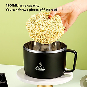 Horoper Microwave Ramen Bowl Set, Noodle Bowls With Lid Speedy Microwave Ramen Cooker In 15.8oz 1200ml capacity for Office College Dorm Room Instant Cooking(Black)