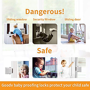 Child Proof Window Sliding Door Lock 2 Grey Packs (Suit for Working Space Over 0.42in and Under 1.18in) Security Your Baby Safe and Protect Kid outof Dangerous at Home (2, Grey)