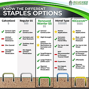 Stainless Steel Staples T/50 Fastener - 3/8 Crown (T/50 Type - 1/2" Leg, Stainless Steel - 500 Count)