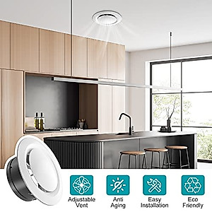 HG Power 6 Inch Air Vent Covers, ABS Adjustable Soffit Vent, Round Ceiling Diffuser for Living Room, Closet, Bathroom, Kitchen, Ventilation Use, White