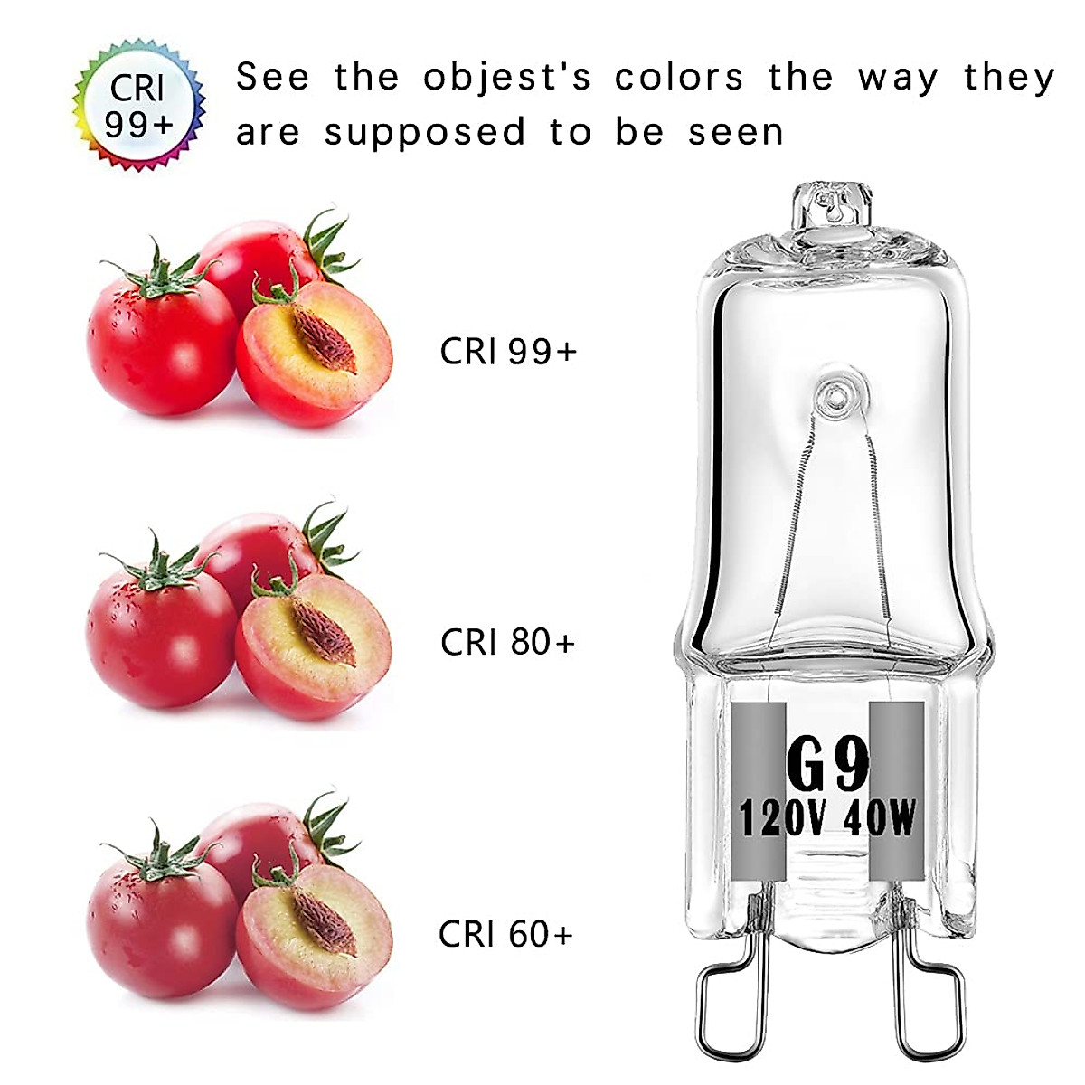 YBEK G9 Halogen Bulb 40W 120V T4 JCD Type G9 Base 2 Pin Light Bulb Dimmable Warm White (Pack of 12)