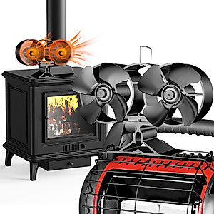 ZHENGXOO 8-Blade Wood Stove Fan Heat Powered,Dual Motor Fireplace Fan,Wood Stove Fan for Buddy Heater, Wood/Log Burner Stove