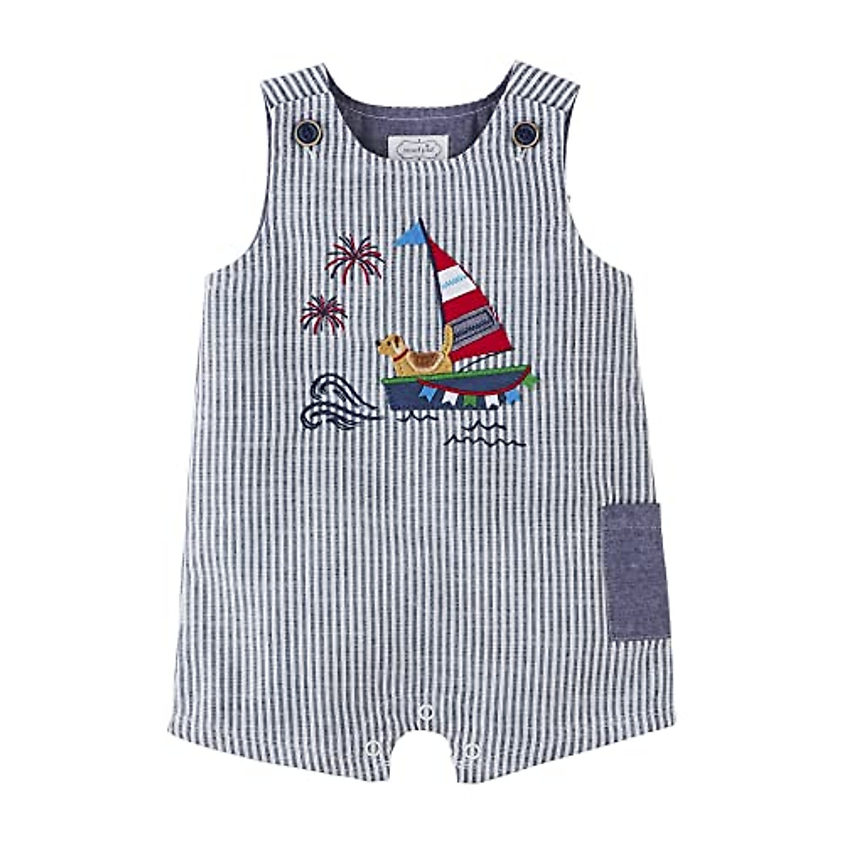 Mud Pie baby boys No Sleeves Mud Pie Jon Jon Sail 0 3 Months, Sail, 0-3M US