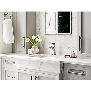 Moen Halle One-Handle Single Hole Bathroom Sink Faucet with Optional Deckplate, Spot Resist Brushed Nickel, 84970SRN