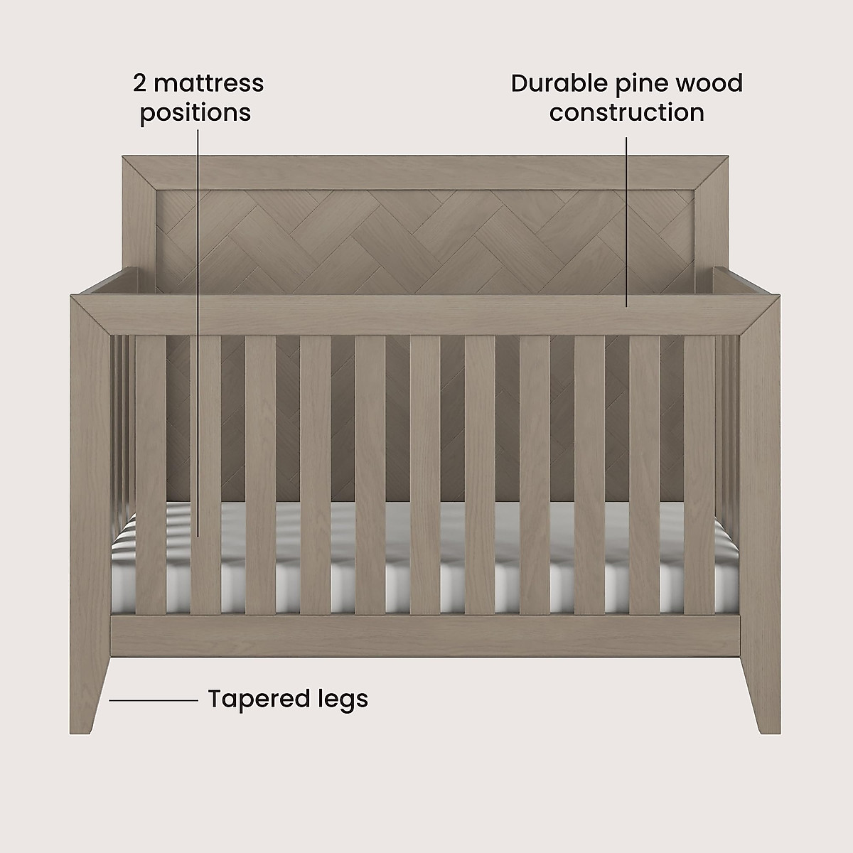 Child Craft Kieran Crib, Double Dresser and Chest Nursery Set, 3-Piece, Includes 4-in-1 Convertible Crib, Dresser and Chest, Grows with Your Baby (Crescent Gray)