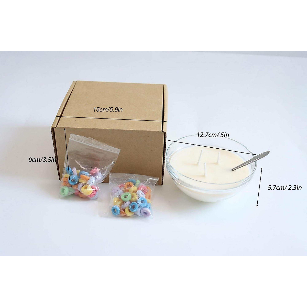 EXIGENT Cereal Bowl Candle Home Decor Metal Spoon Scented (Fruit Loops)