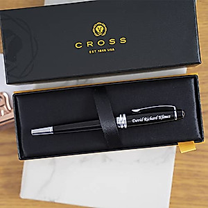 Dayspring Pens Engraved Cross Pen | Personalized Cross Bailey Black Lacquer Rollerball Gift Pen in Premium Pen CaseAT0455-7 - Custom Name Engraved