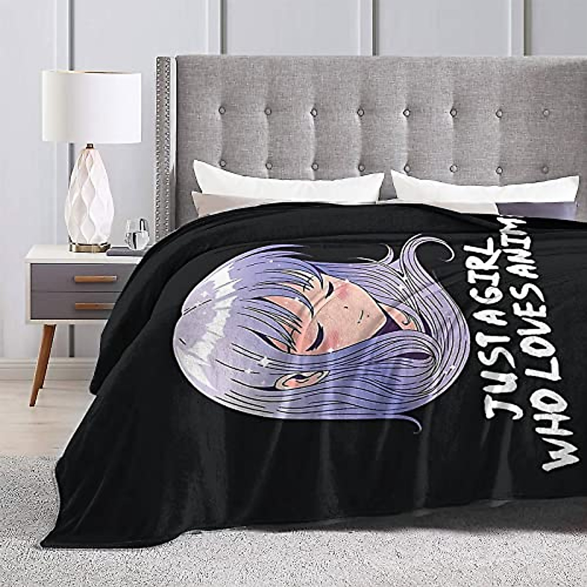 Yaoola Just A Girl Who Loves Laugh Flannel Blanket Soft Cozy for Kids Adults Throw Blanket Fit Couch Sofa Suitable for All Season 80"X60"for Adults