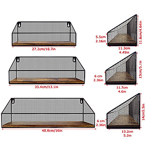 Schliersee Floating Shelves Wall Mounted Mesh Storage Shelf Set for Bathroom, Bedroom, Kitchen, Living Room, Office, Set of 3 Pack