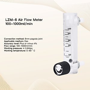 CNBTR 100-1000ml/min Oxygen Air Gas Flowmeter with Control Valve for Oxygen Adjustable Gas Flowmeter with Copper Connector for Oxygen Air Gas Conectrator