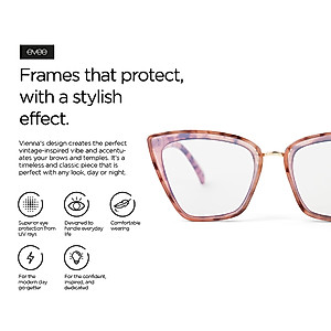 EVEE Fashion Cateye Computer Glasses For Women with Blue Light Blocking - (Vienna) (Pink Tortoise)