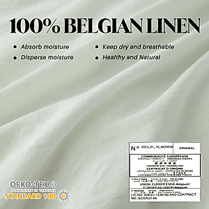 CozyDH 100% Linen Duvet Cover Set King Size, 3 Pieces Belgian Flax Breathable Bedding Set, 1 Linen Comforter Cover + 2 Pillowshams with Zipper Closure 8 Ties (King, Linen)