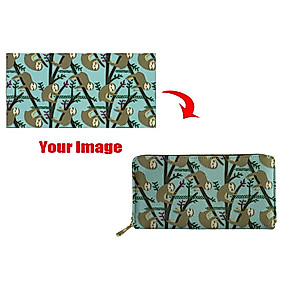 HUGS IDEA Custom Around Zipper Wallet PU Leather Long Purse Clutch for Women Girls