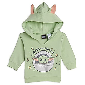 STAR WARS The Child Newborn Baby Boys Fleece Hoodie Short Sleeve Bodysuit and Pants 3 Piece Baby Outfit Set Grey/Green 0-3 Months