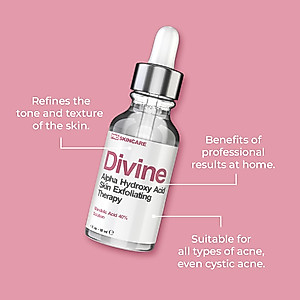 Mandelic Acid 40% AHA Liquid Exfoliant - Gentle Exfoliating Mandelic Acid Peel for Acne Scars, Folliculitis, Dark Spots & Blackheads - Pore Minimizer Chemical Peel for a Glow Up, 1 Fl Oz