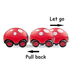 JoFAN 4 Pack Big Ladybird Toy Cars Friction Powered Push Go and Pull Back Cars for Kids Boys Girls Toddlers Easter Basket Stuffers Gifts