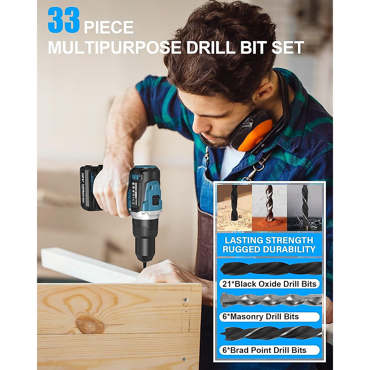 Drill Bit Set Screwdriver Bit Set, 201 Pcs Impact Driver Bits Kit with Carry Case, Combo Kit for Wood Metal Cement Drilling and Screwdriving, Tools for Gift and Home Maintenance