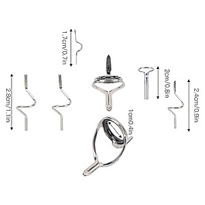 Fishing Rod Guides Fishing Rod Repair Kit Fishing Pole Eyes Replacement Kit Baitcasting/Spinning Rod Guides Stainless Steel Guides Fishing Rod Tips Fishing Rod Eyelets Frames Fly Rod Set