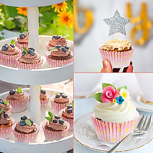 Funtery 300 Count Pink Cupcake Liners Pink Gold Bridal Shower Cupcake Wrappers Cupcake Wrappers Decorations Paper Cupcake Liners for Baking Baby Bridal Shower Wedding Birthday Tea Party Decorations